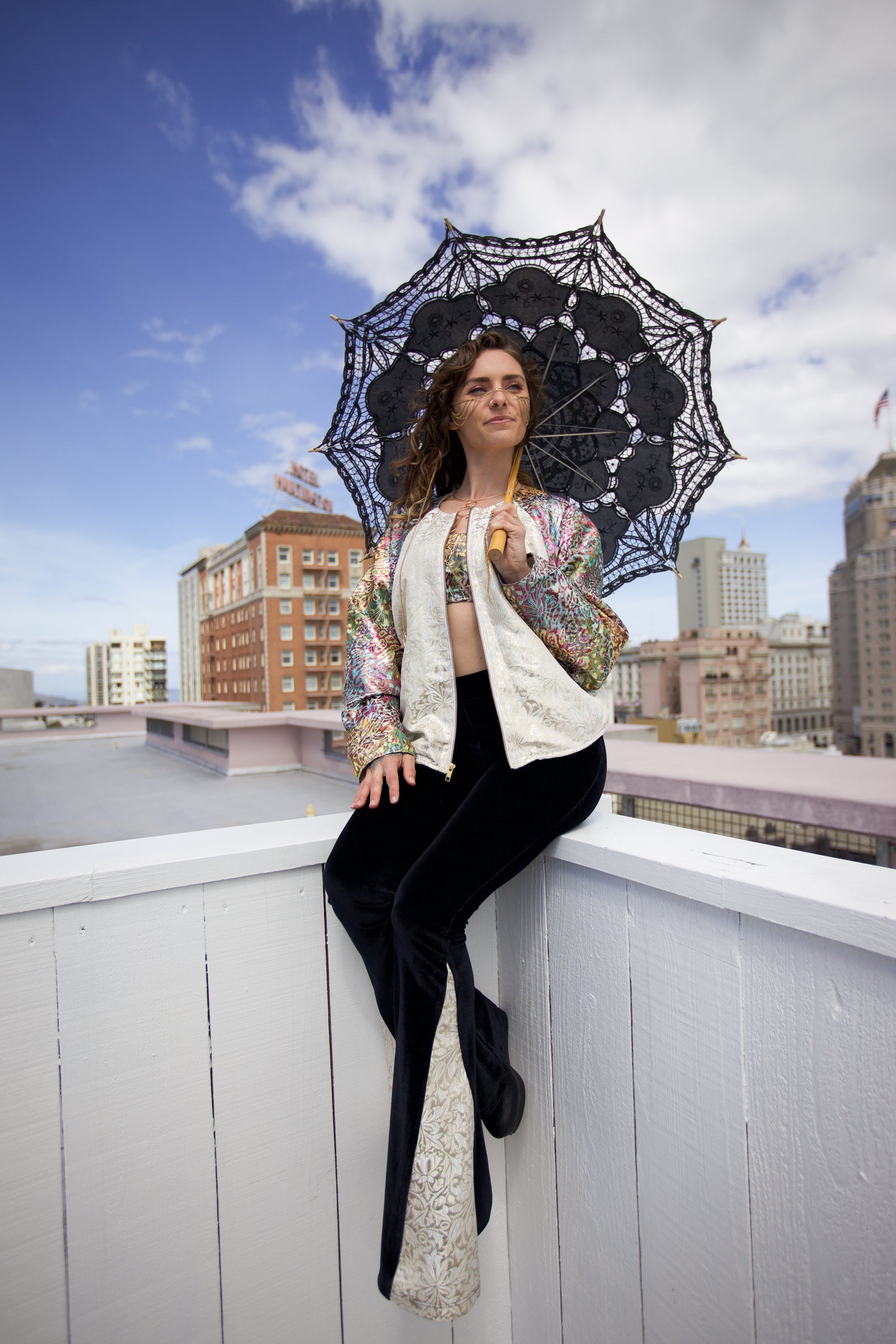 White and Gold Iridescent Jacket – Poppy California Shop